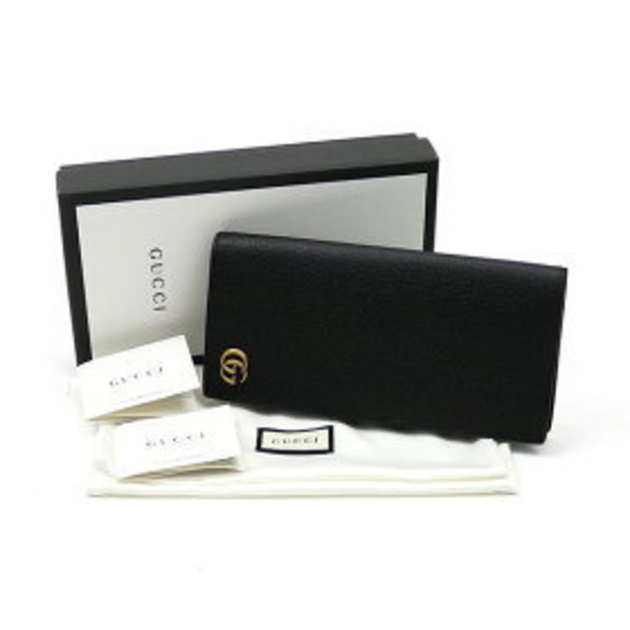 Gucci | Bags | Gucci Gg Marmont Long Wallet Black Calfskin Bifold ...